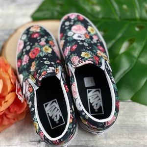 Vans | Shoes | Vans Black Floral Classic Slip On Shoes Garden | Poshmark